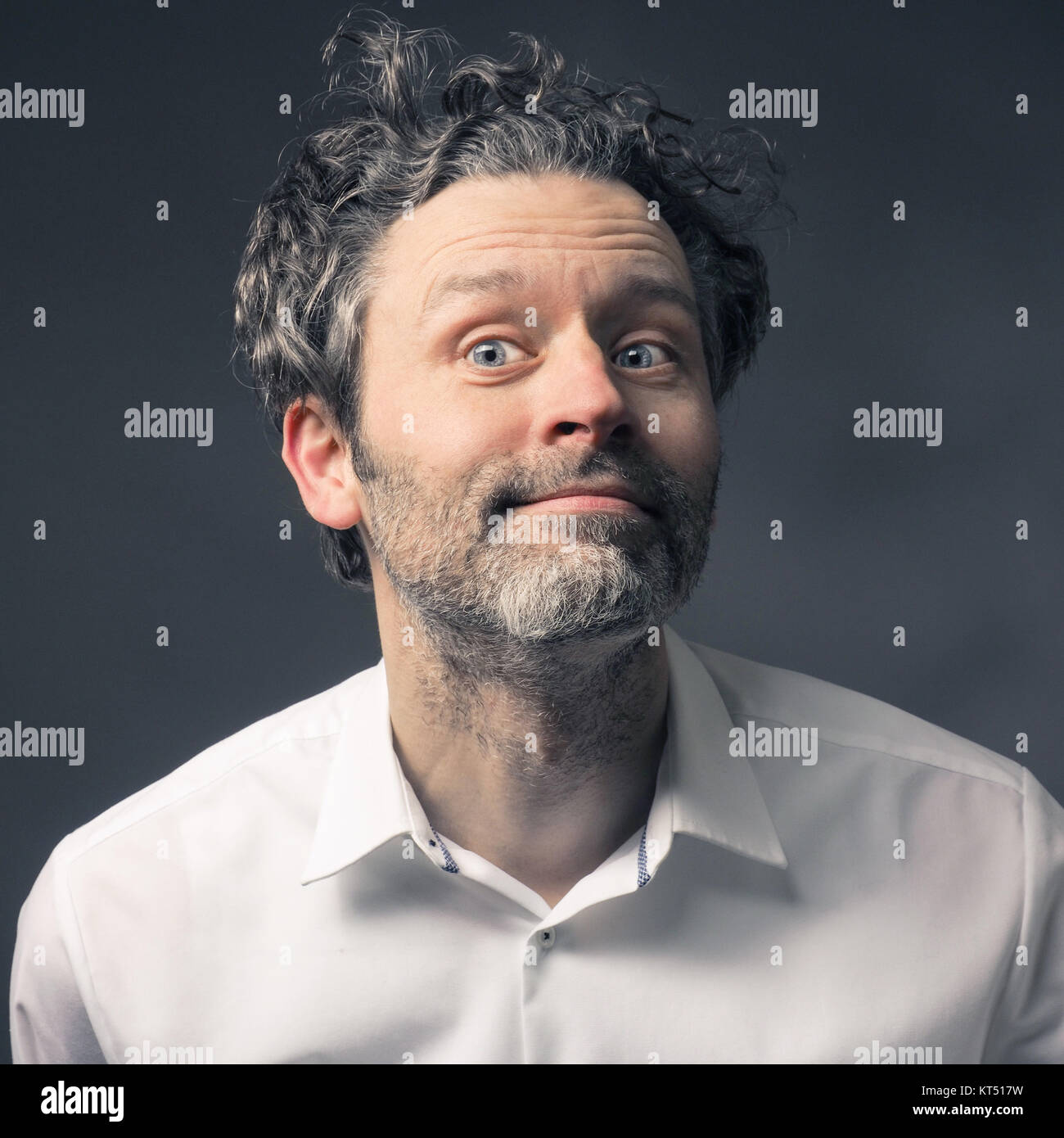 Portrait of a crazy man, vintage color toned Stock Photo - Alamy