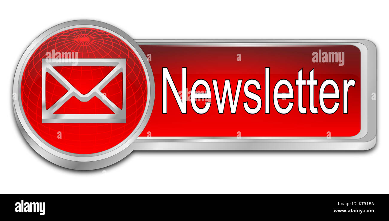 decorative red Newsletter Button - 3D illustration Stock Photo - Alamy