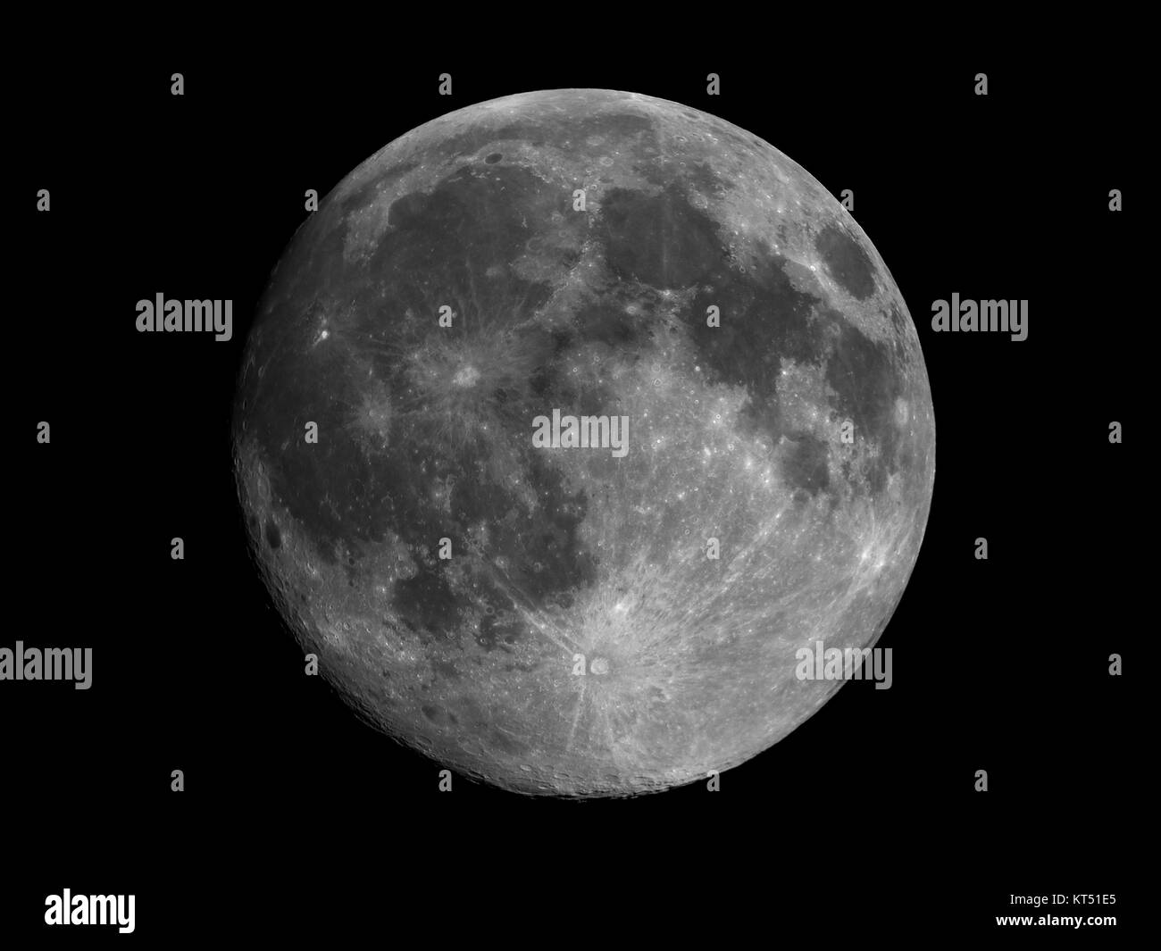 Full moon seen with telescope Stock Photo - Alamy
