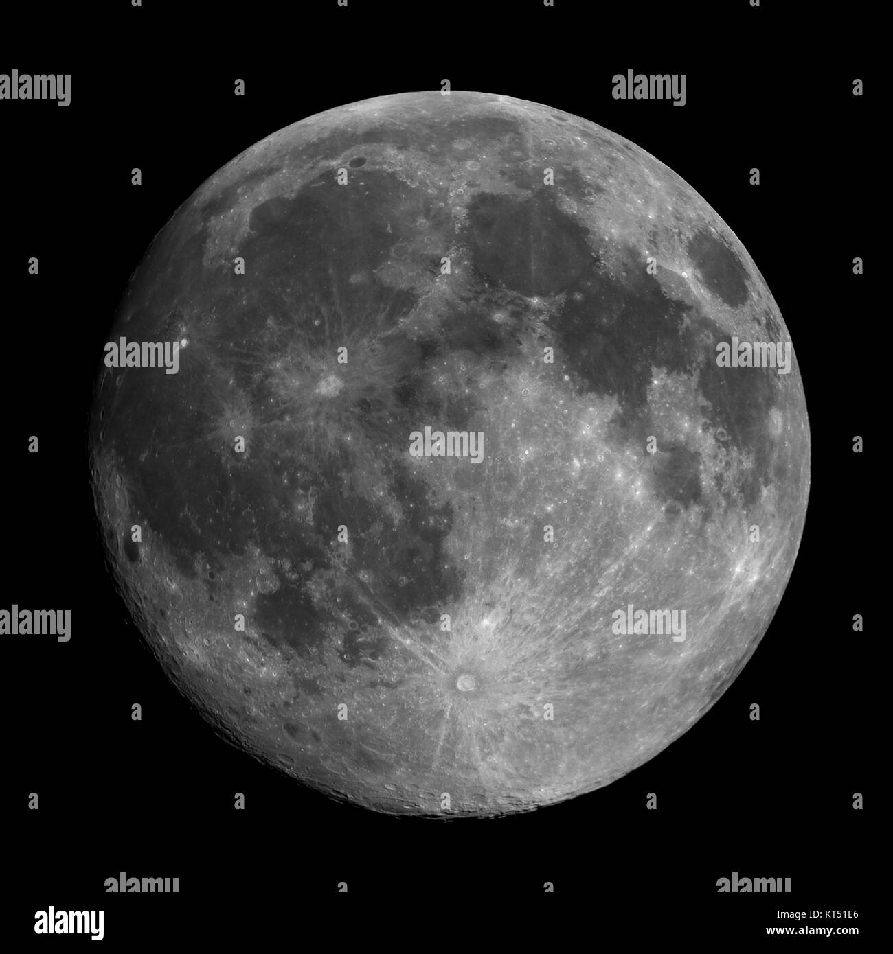 Full moon seen with telescope Stock Photo - Alamy