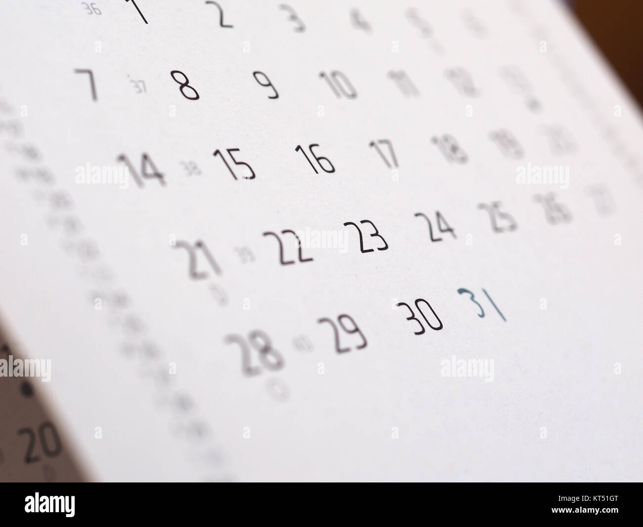 calendar page detail Stock Photo - Alamy