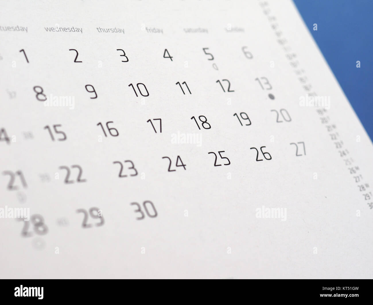calendar page detail Stock Photo - Alamy