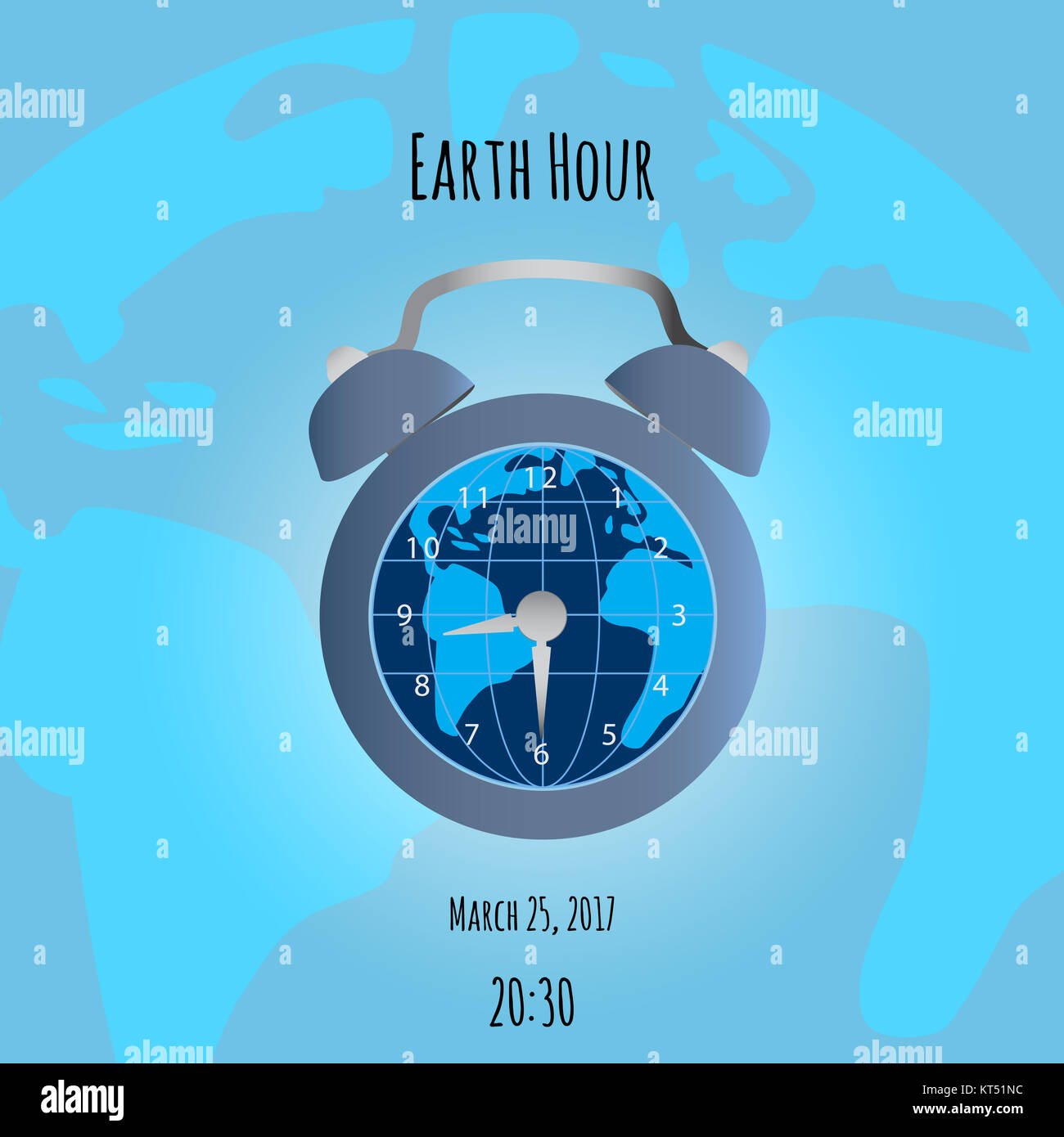 Earth and alarm clock on map background Stock Photo - Alamy
