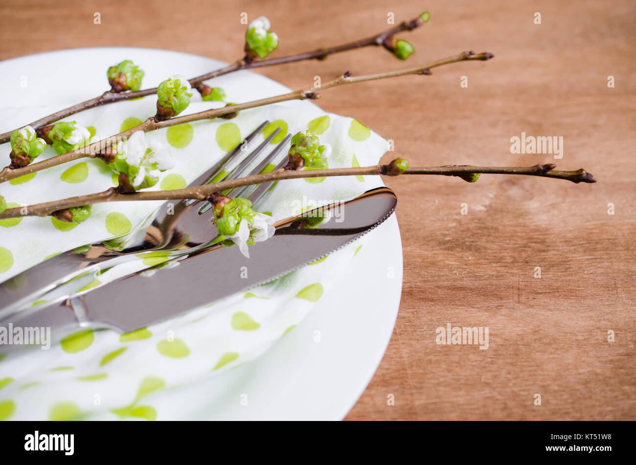 Spring Festive Table Setting with Cutlery Stock Photo - Alamy