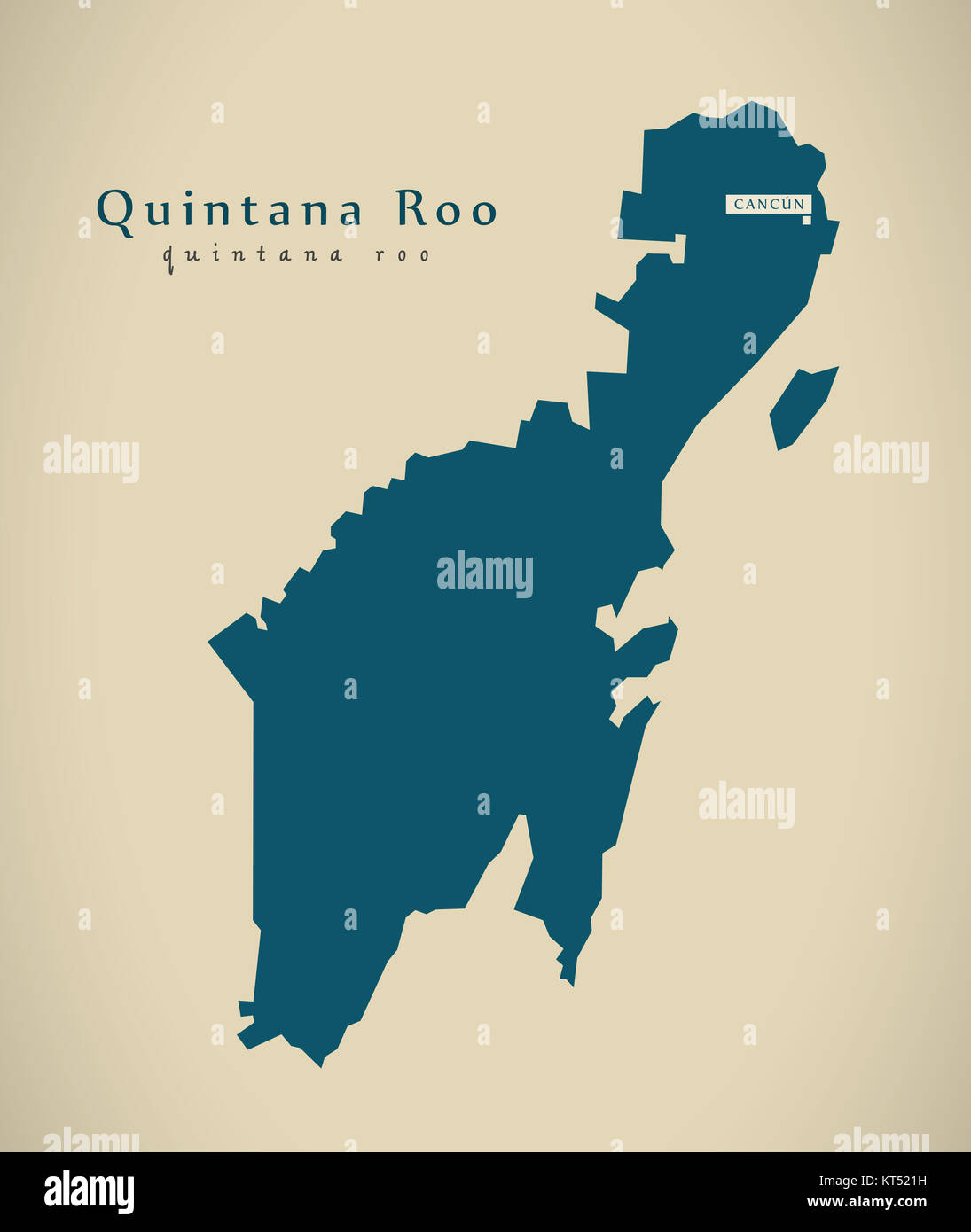 Modern Map - Quintana Roo Mexico MX illustration Stock Photo - Alamy