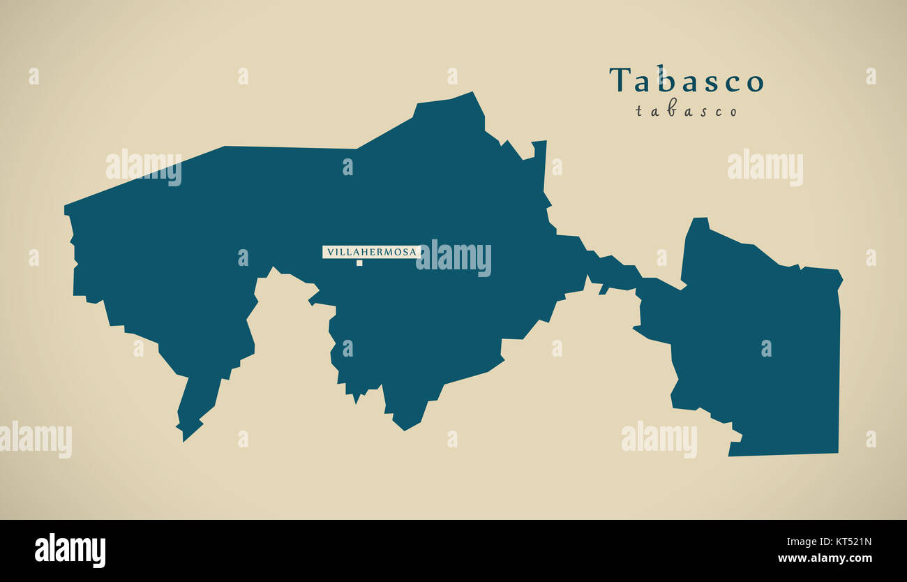 Modern Map - Tabasco Mexico MX illustration Stock Photo - Alamy