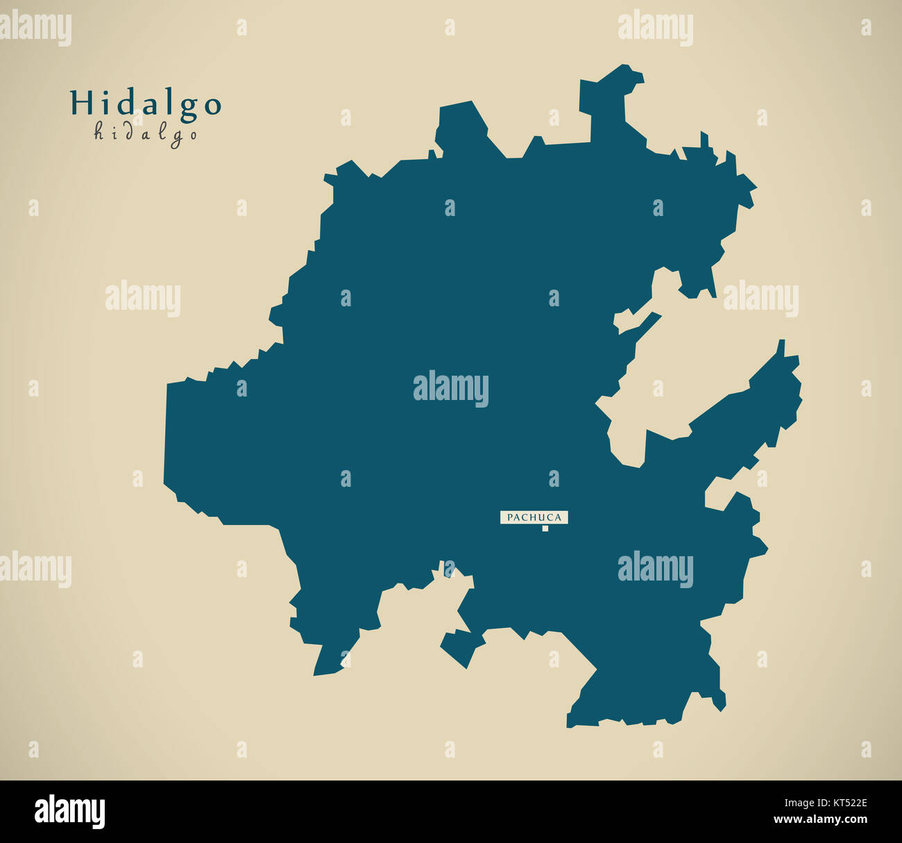 Modern Map - Hidalgo Mexico MX illustration Stock Photo - Alamy