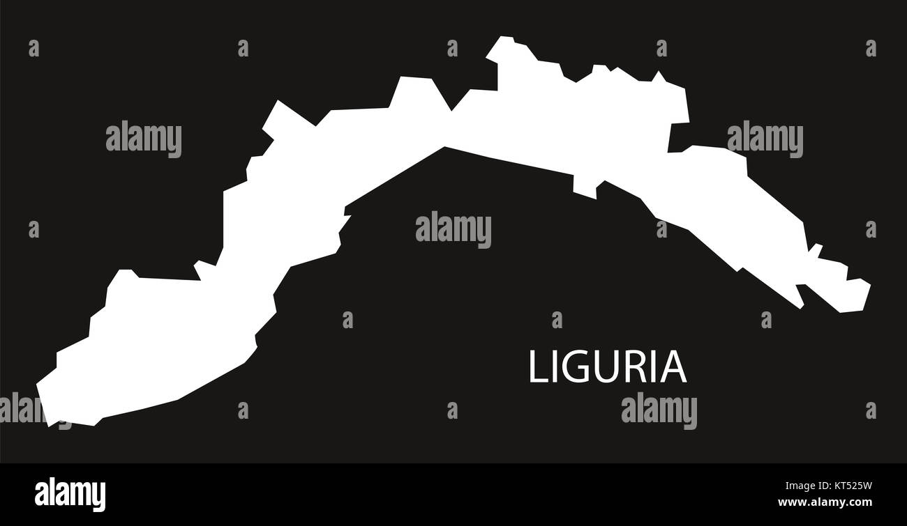Liguria Italy Map black inverted silhouette Stock Photo - Alamy