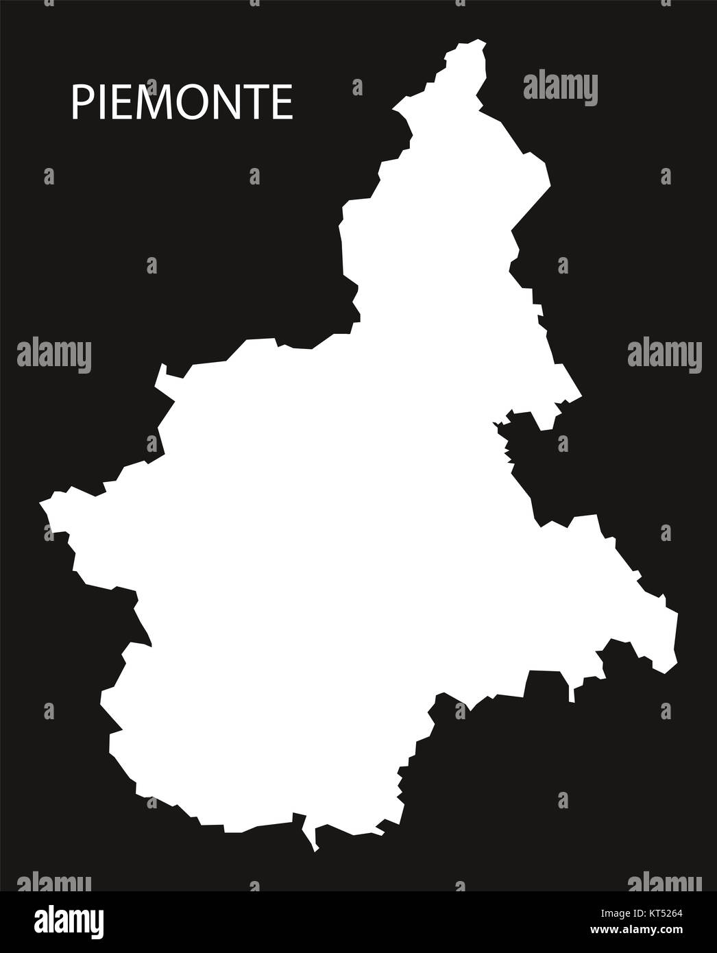 Piemonte Italy Map black inverted silhouette Stock Photo - Alamy