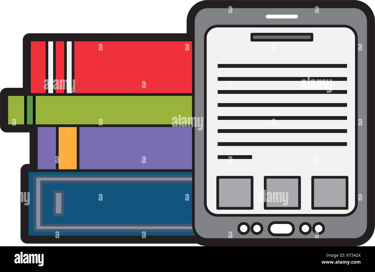 Tablet and books of ebook download and elearning theme Isolated design ...