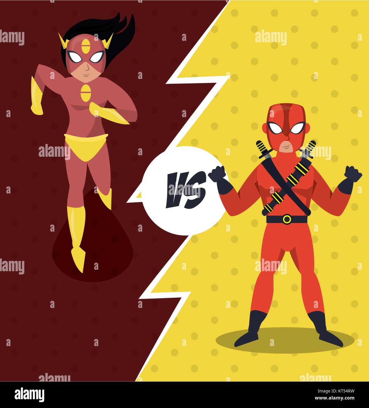 Superheros versus match cartoon Stock Vector Image & Art - Alamy