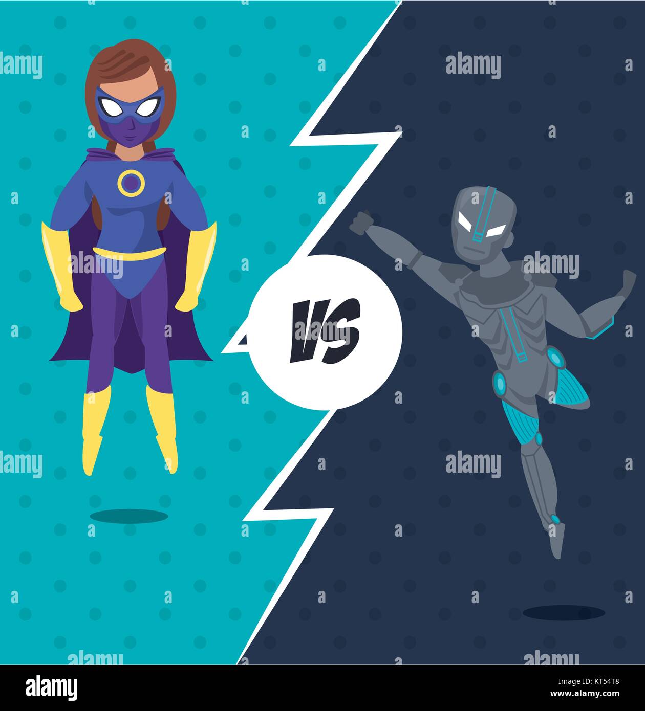 Superheros versus match cartoon Stock Vector Image & Art - Alamy
