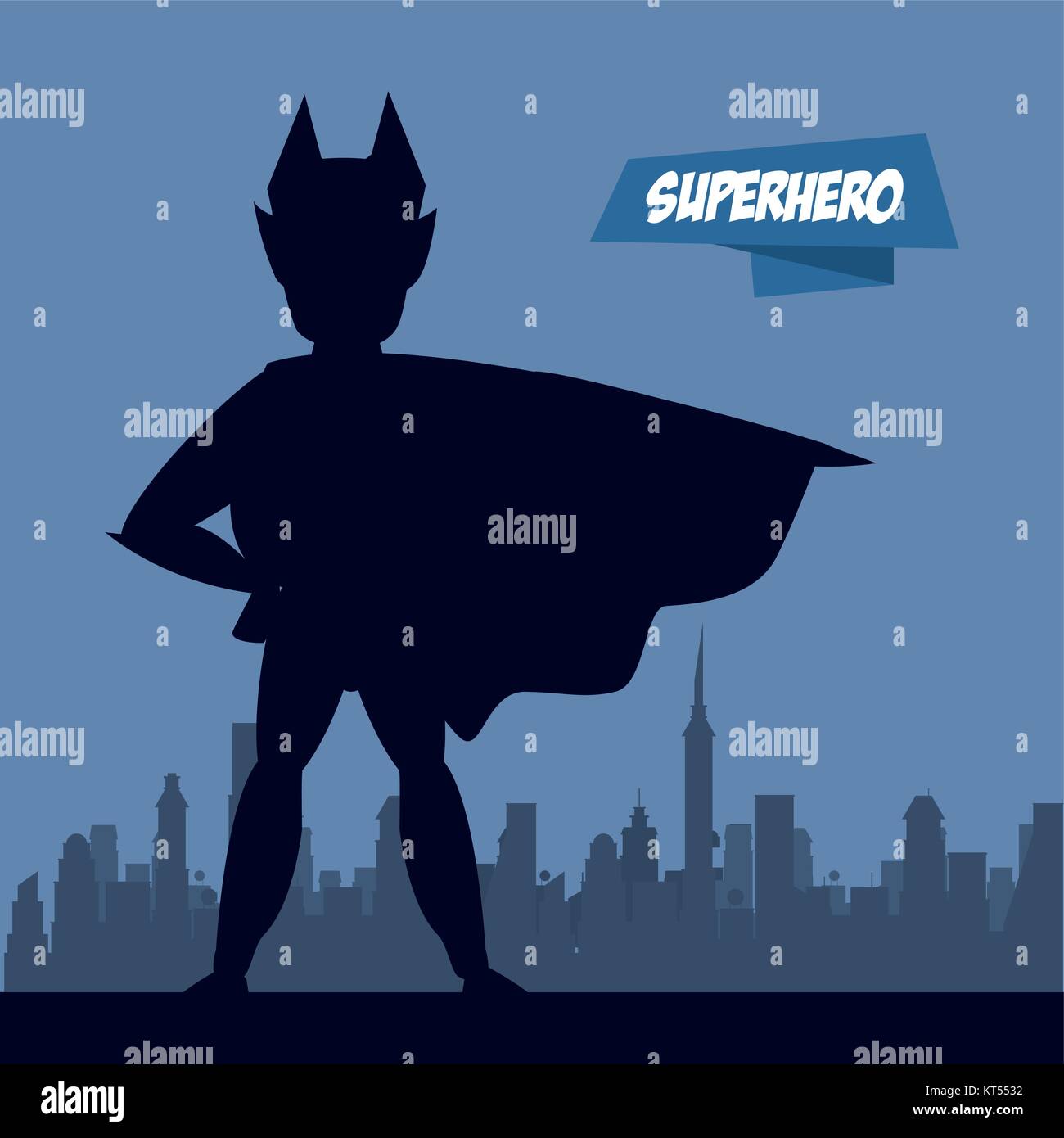 Bat superhero cartoon on city silhouette Stock Vector Image & Art - Alamy