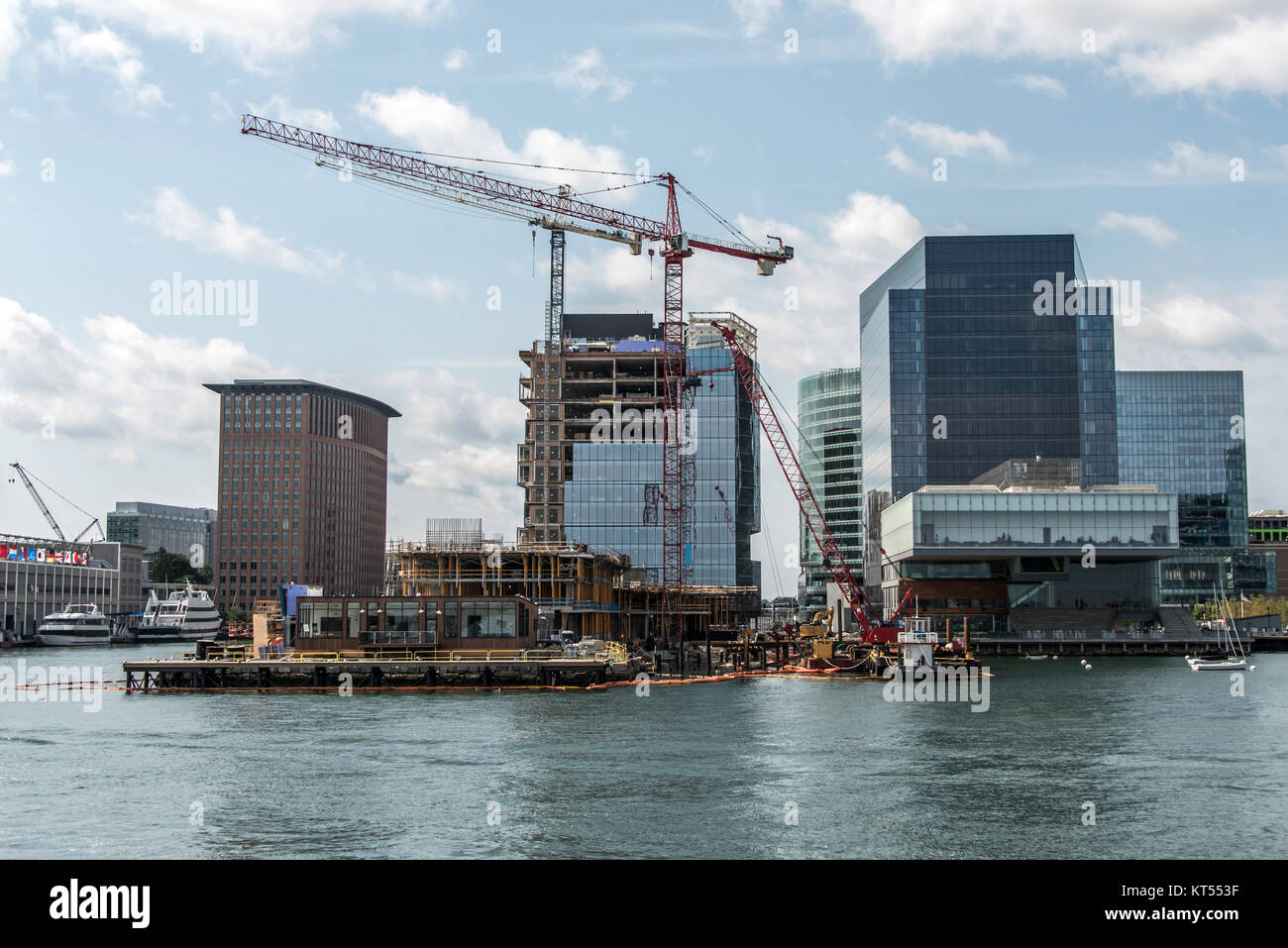 waterfront view skyline Boston MA USA new skyscraper construction near ...
