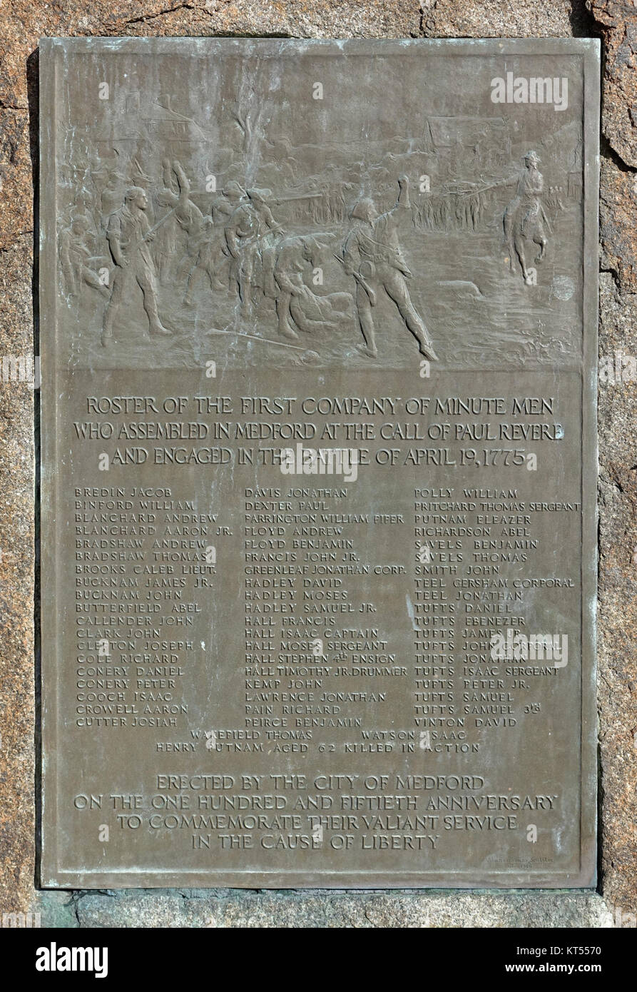 The Minute Men Memorial in Medford, Massachusetts, commemorates the ...