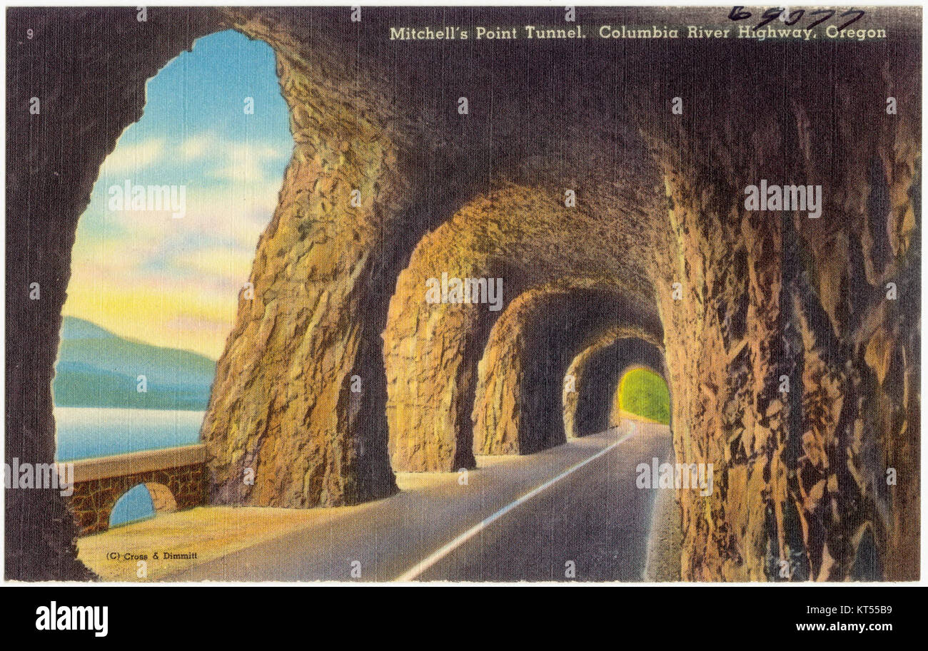 Mitchell's Point Tunnel, located along the Columbia River Highway in ...