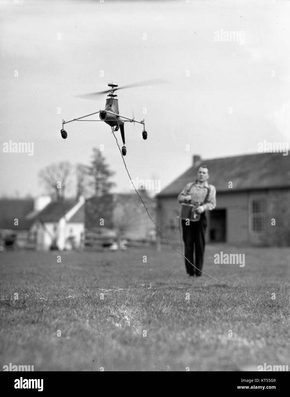 The model helicopter, controlled by its inventor Arthur M. Young ...