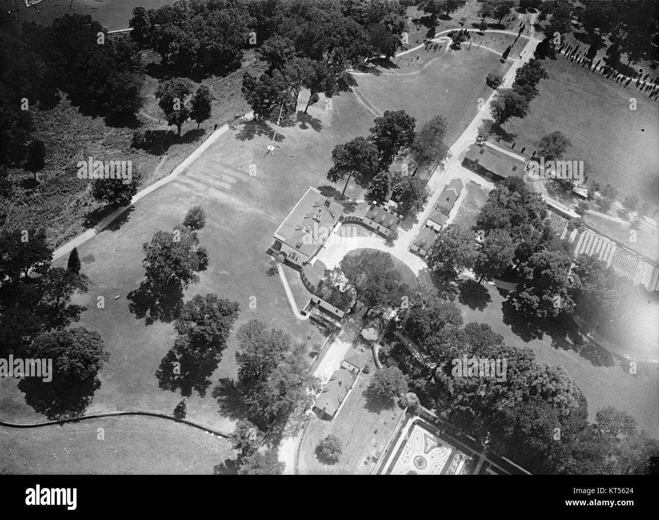 This aerial view of Mount Vernon showcases the iconic mansion and its ...