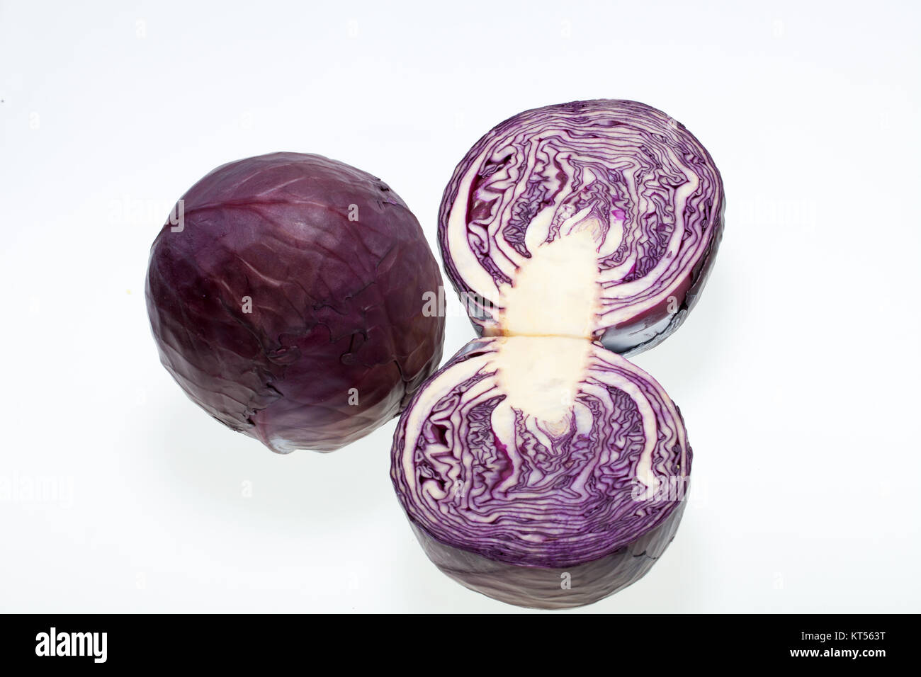 Red Cabbage cross section on White Background Stock Photo - Alamy