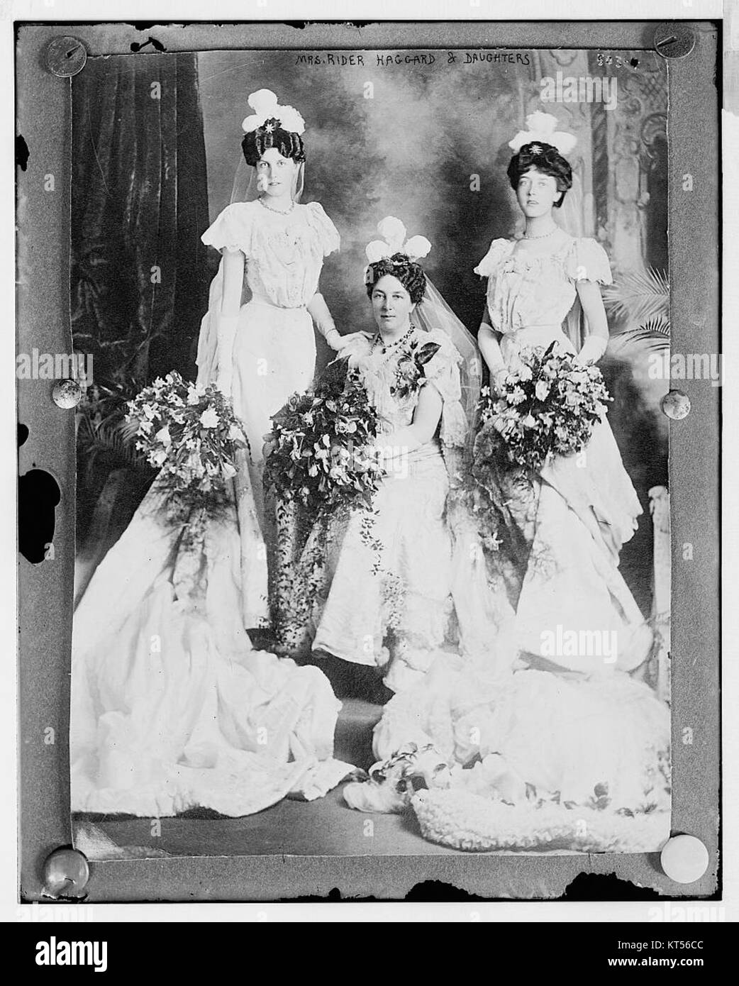 A portrait of Mrs. Rider Haggard and her daughters, capturing a moment ...