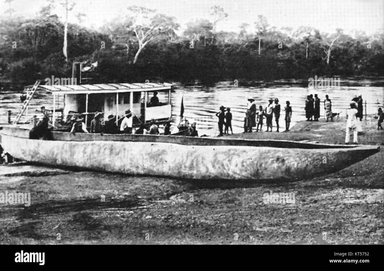 This image features a traditional Native canoe from the Belgian Congo ...