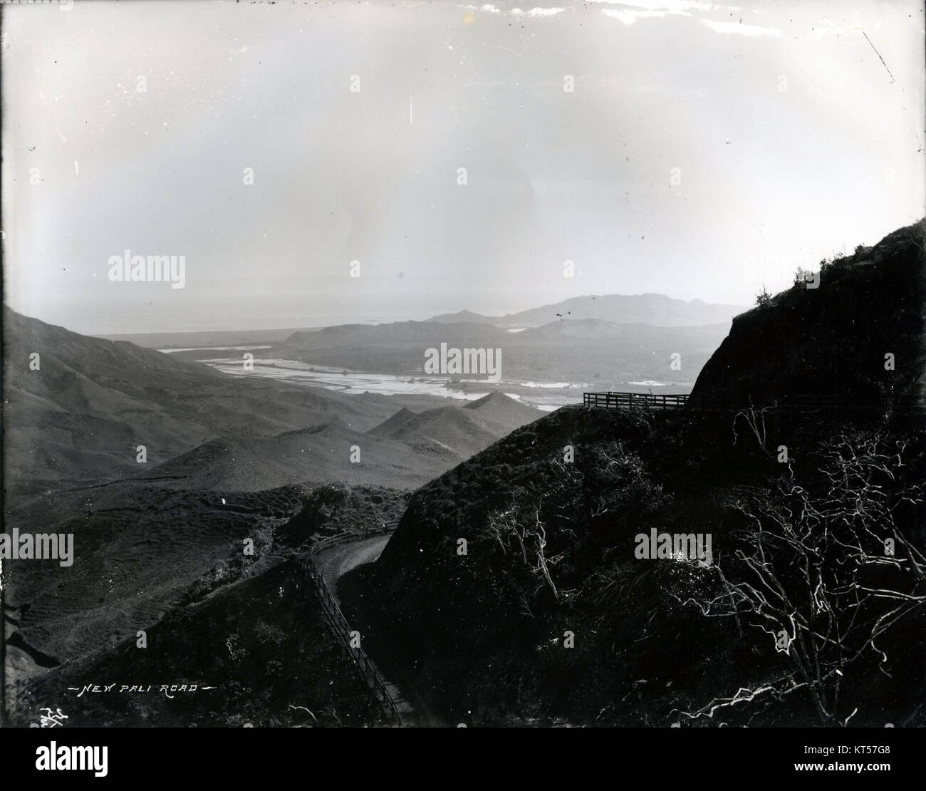 New Pali Road is a major roadway in Hawaii, captured in a photograph by ...