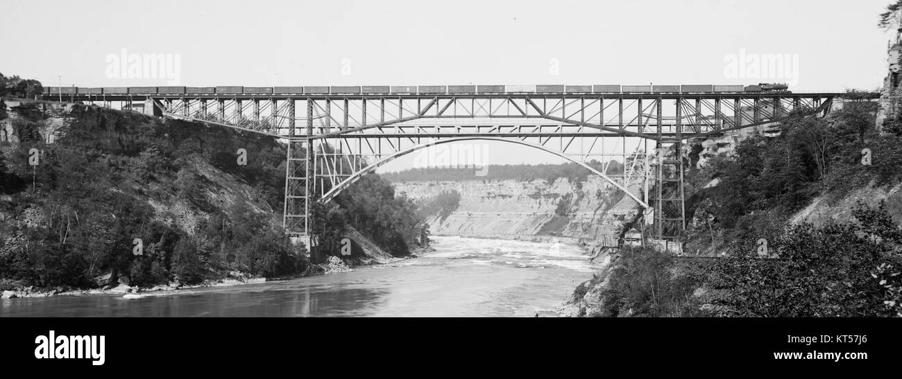 A historic photograph of the Niagara Cantilever Whirlpool Bridge ...