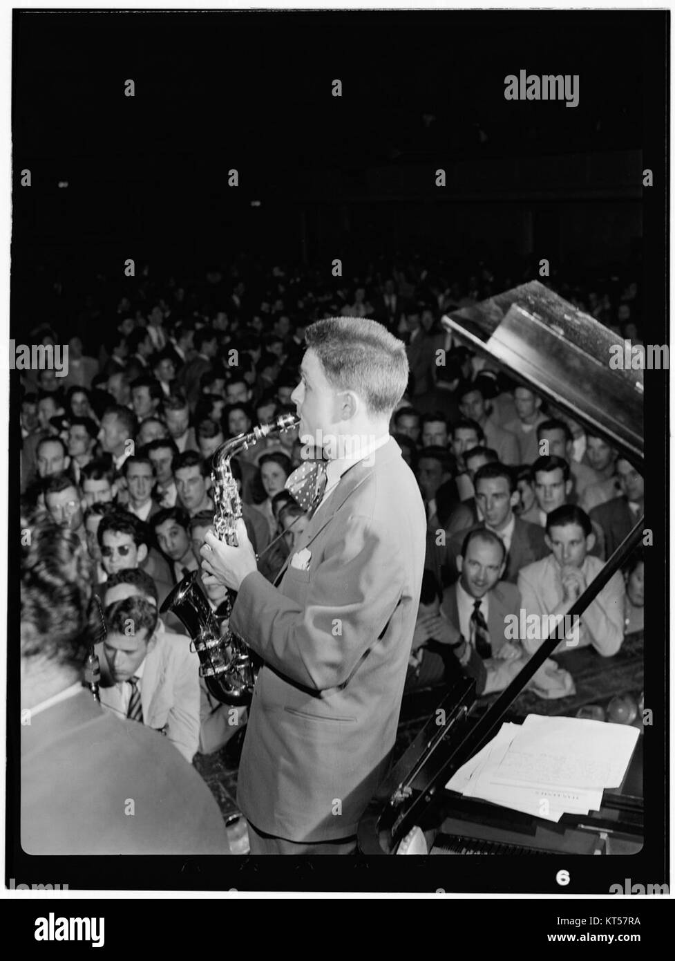 This portrait of jazz saxophonist Art Pepper, taken around 1947-48, reflects the iconic period ...