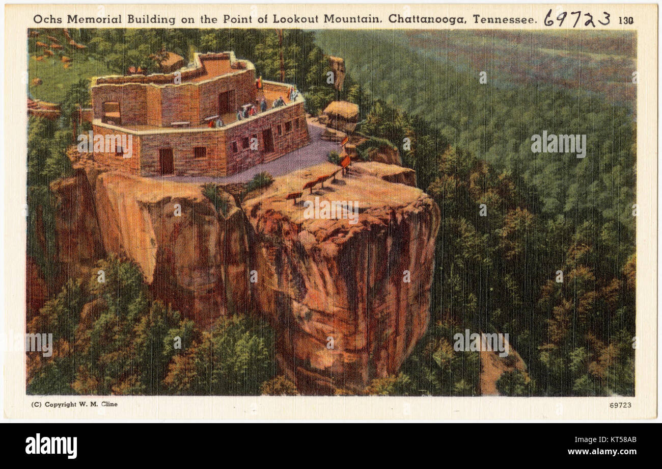 The Ochs Memorial Building, located at the point of Lookout Mountain in ...