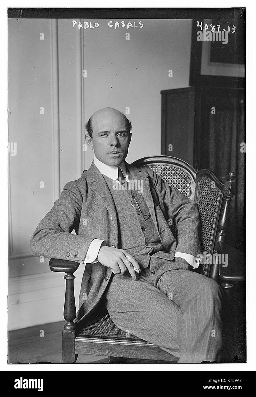 Pablo Casals, the renowned Catalan cellist, captured in a photograph ...
