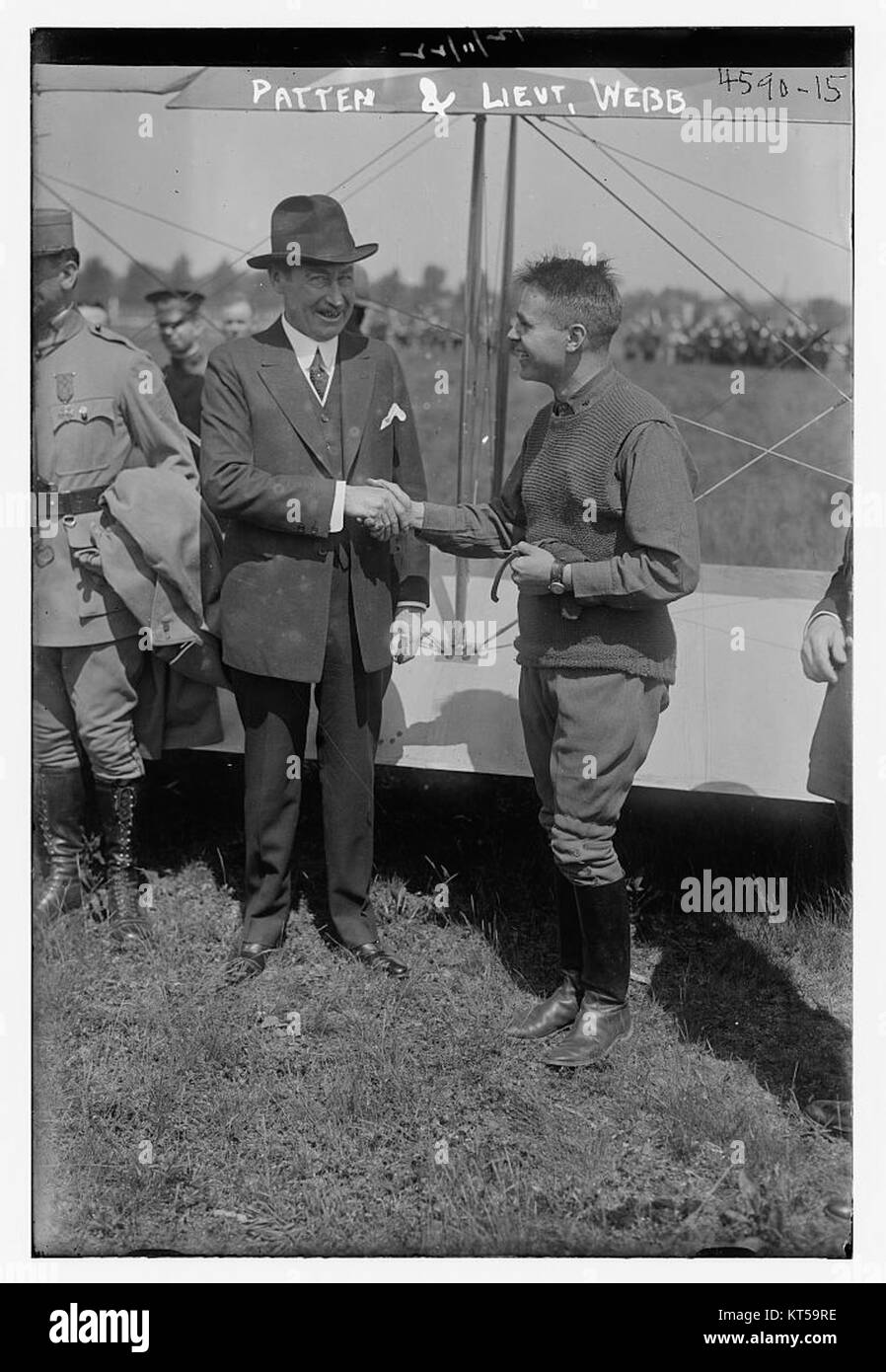 Photograph depicts Thomas Patten, New York City Postmaster, with Lieutenant Torrey Webb, who ...