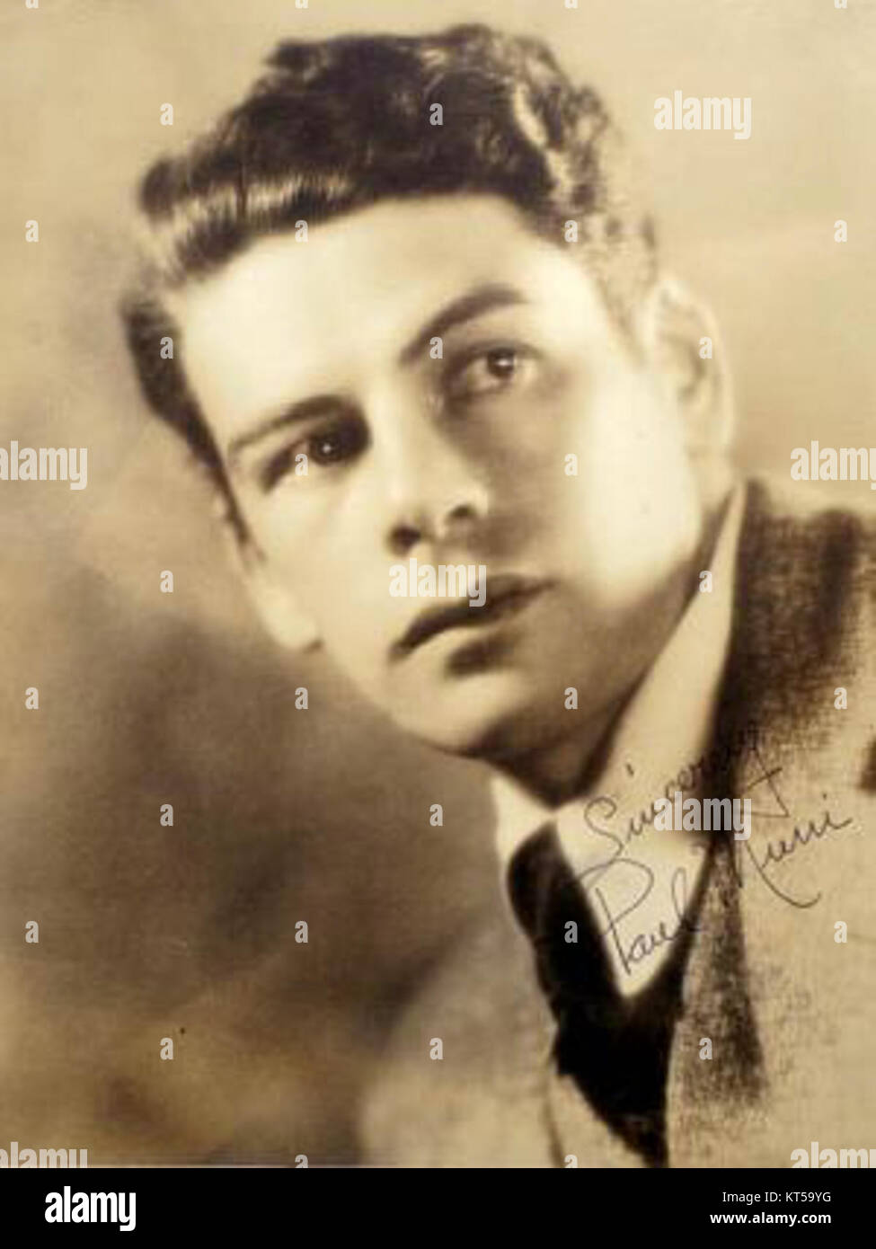 A promotional still featuring actor Paul Muni, highlighting his role ...