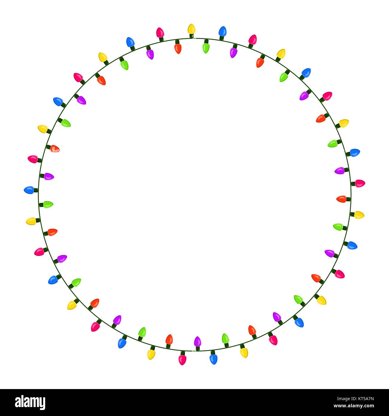 light bulb, garland circle christmas design isolated on white ...