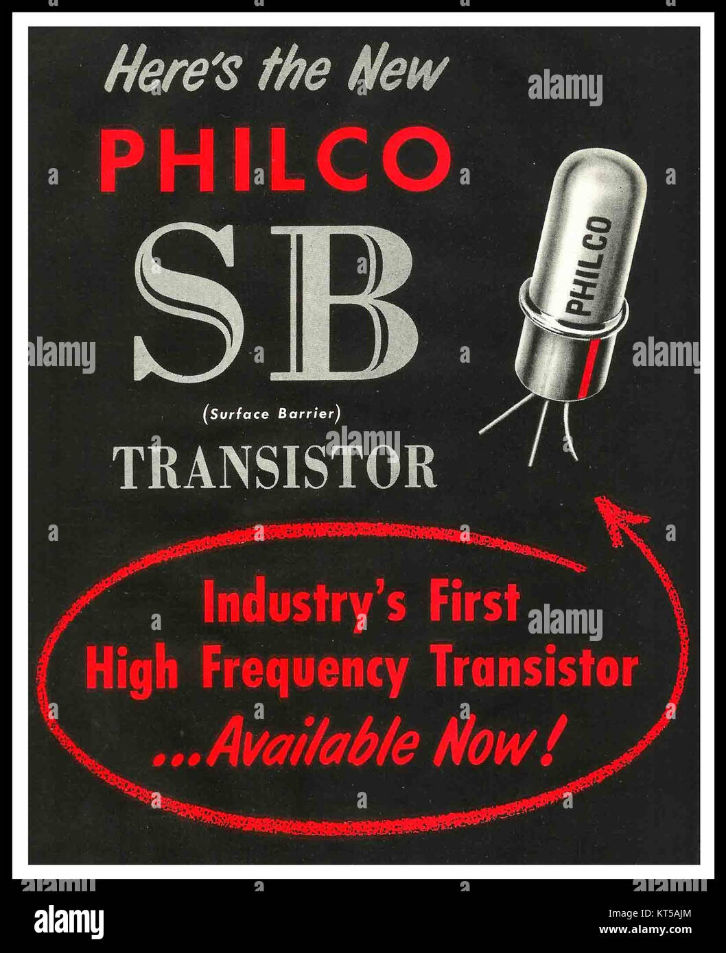 The 1955 Philco SB100 advertisement showcases the surface barrier ...