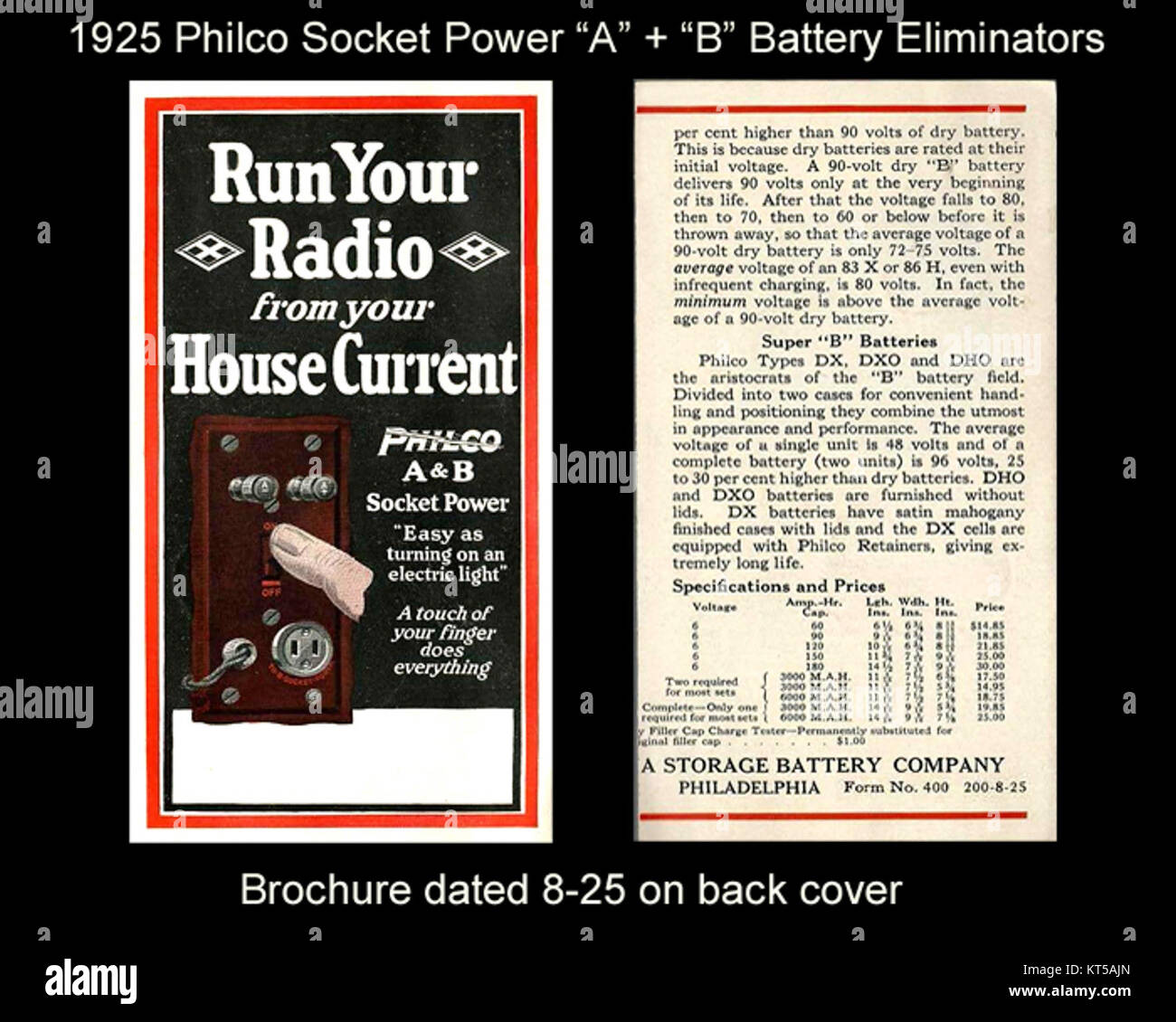 This 1925 brochure features the Philco Socket Power A 26 B Battery ...