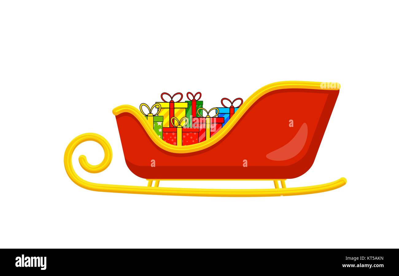 santa sleigh with presents for christmas design isolated on white ... santa sleigh with presents for christmas design isolated on white ...