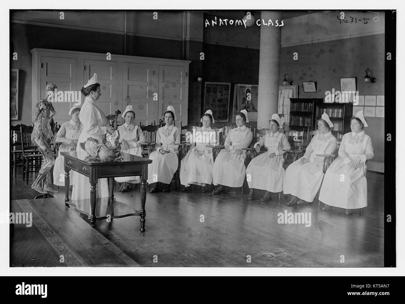 This photograph shows a classroom setting for an anatomy class, where ...