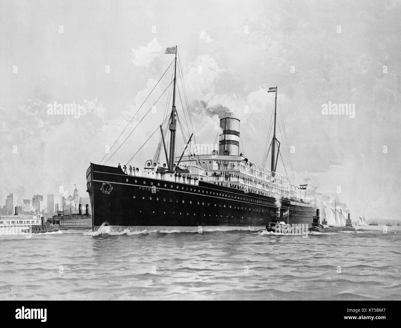This image shows a steamship from 1900 in Potsdam, Germany. It ...