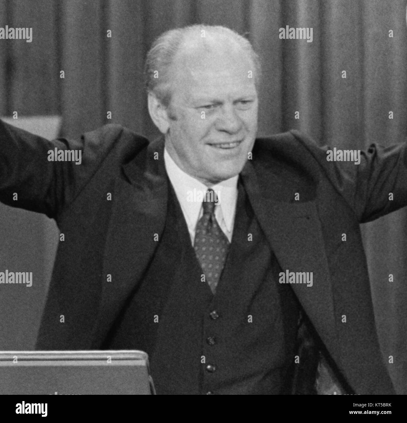 A historic moment capturing President Gerald Ford celebrating his ...
