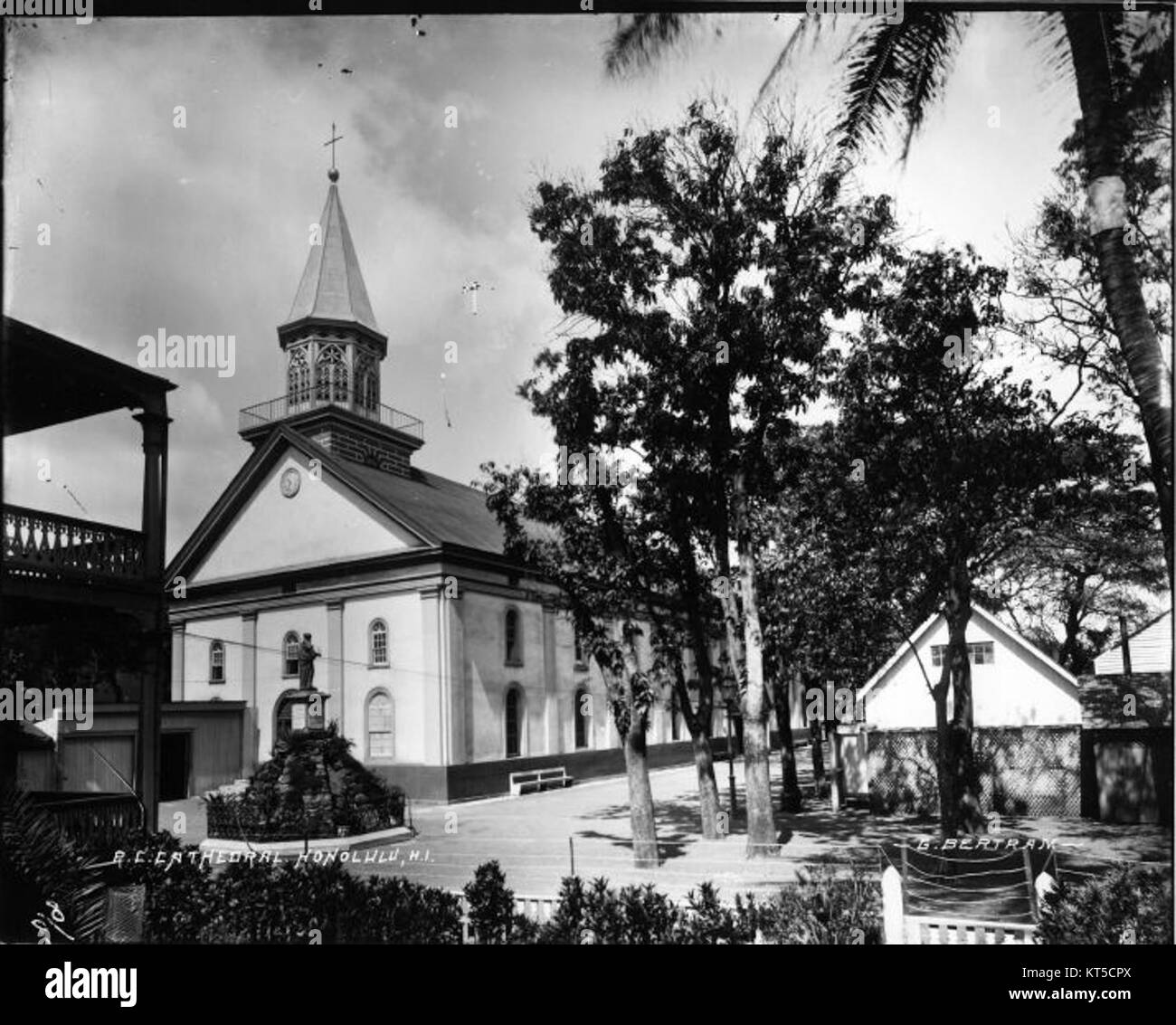 A photograph of the Roman Catholic Cathedral in Honolulu, Hawaii ...