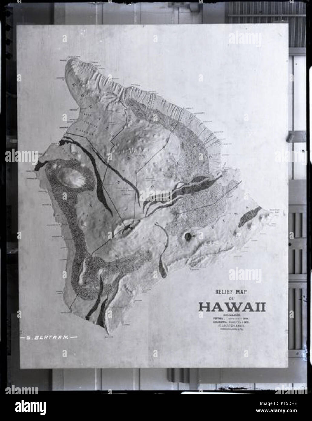 A relief map of Hawaii, photographed by Brother Bertram, provides a ...