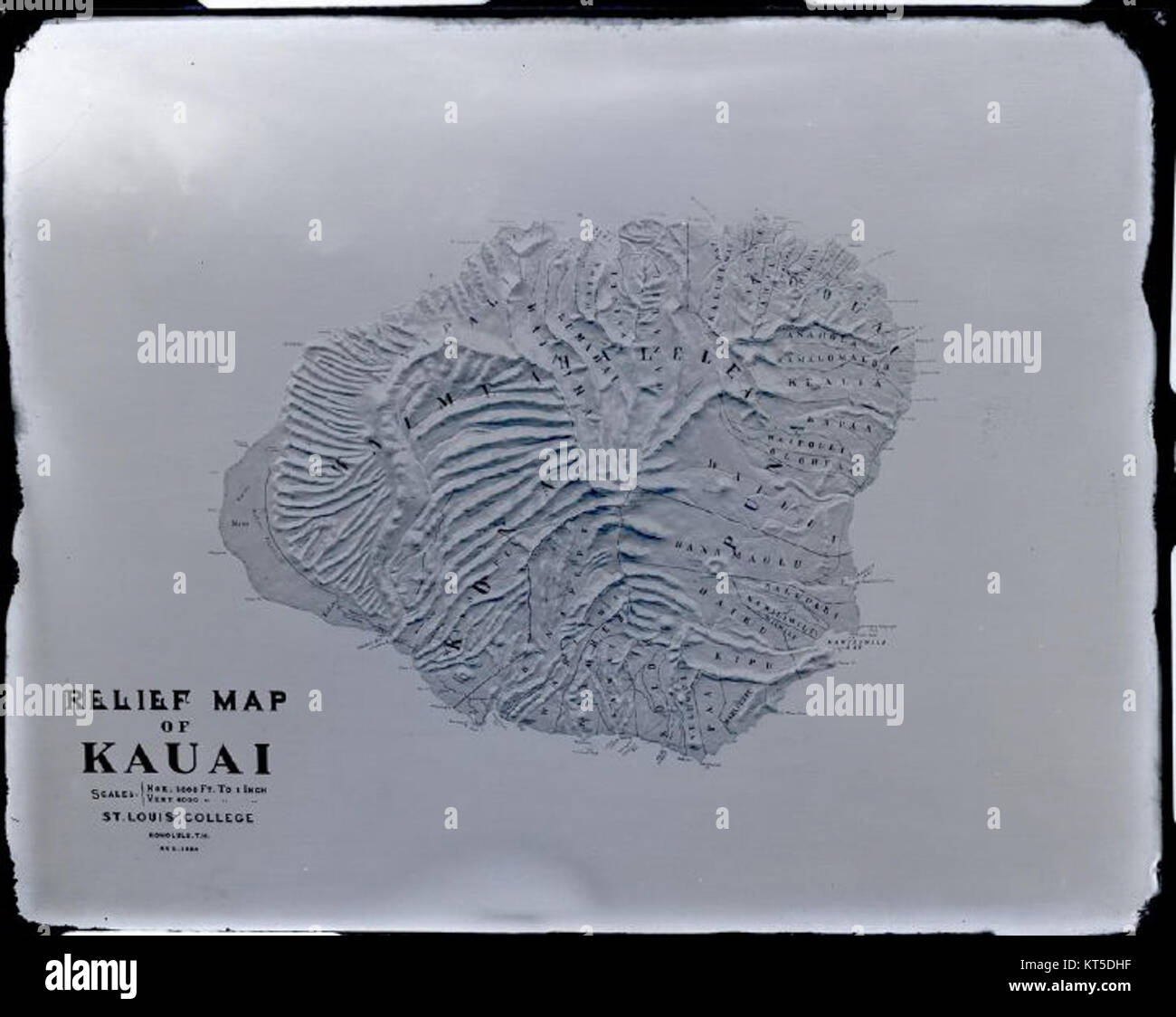 A relief map of Kauai, Hawaii, photographed by Brother Bertram ...