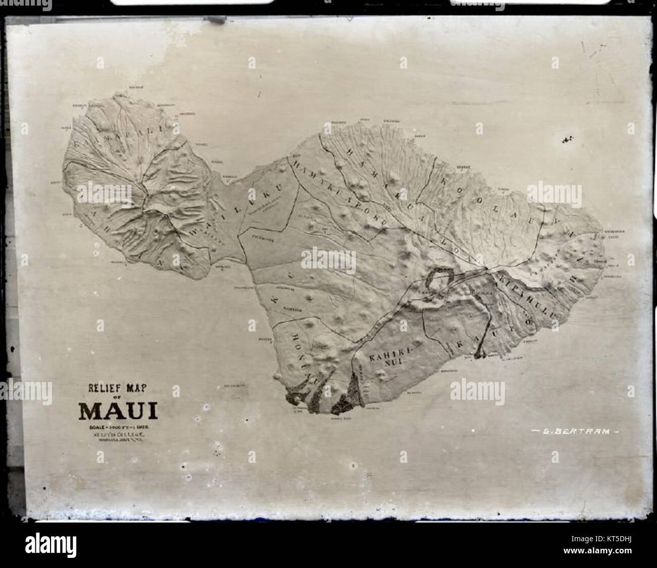 This relief map of Maui, captured by Brother Bertram, provides a ...