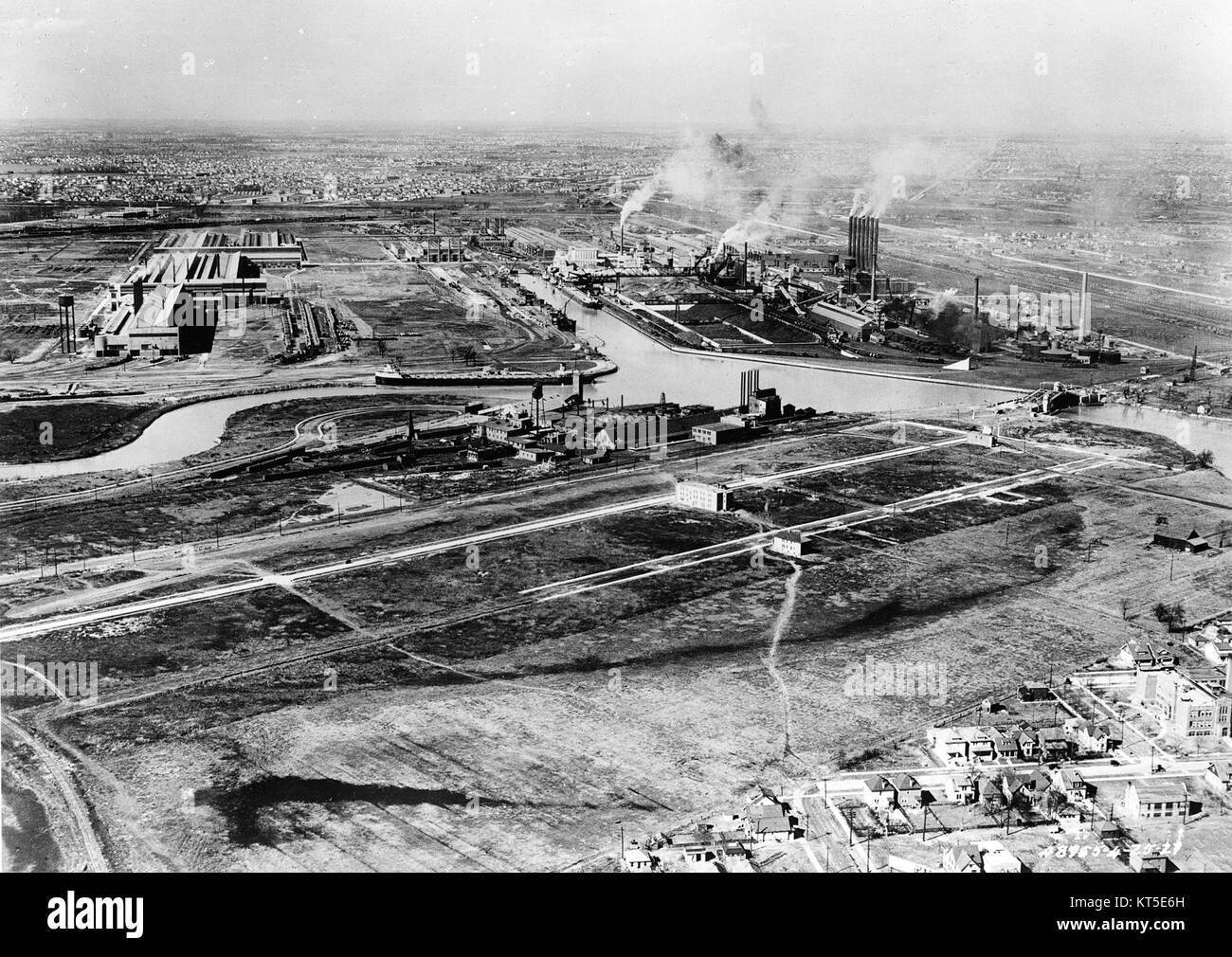 This aerial photograph of the River Rouge area in Michigan offers a ...