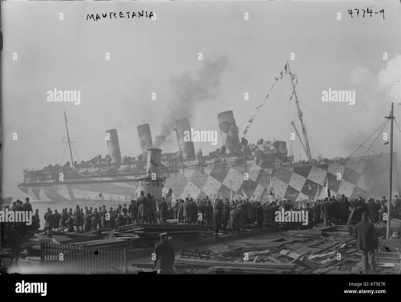 The RMS Mauretania, a British ocean liner, is pictured here with ...