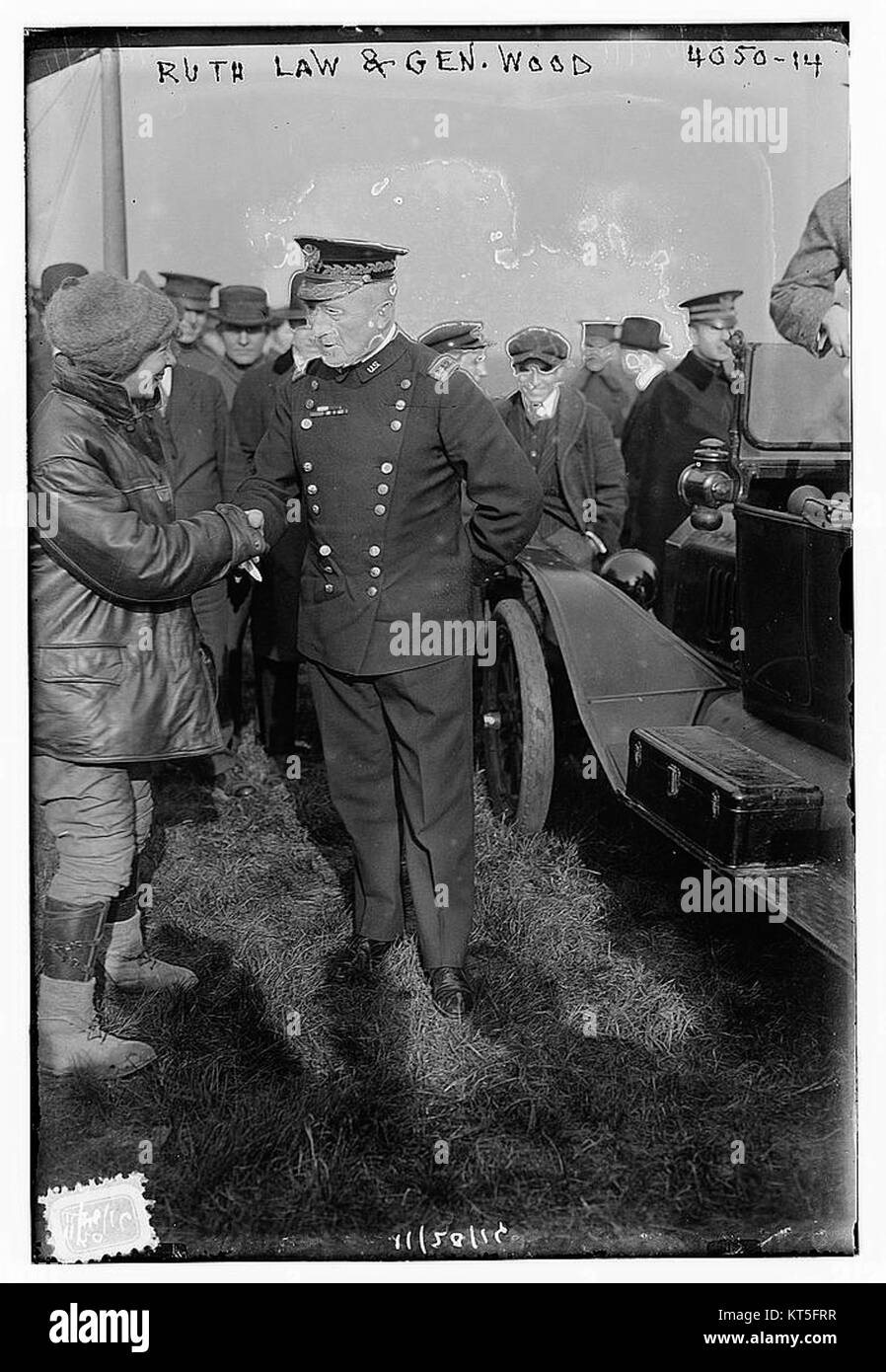 Ruth Law, an early aviator, is depicted with General Leonard Wood ...