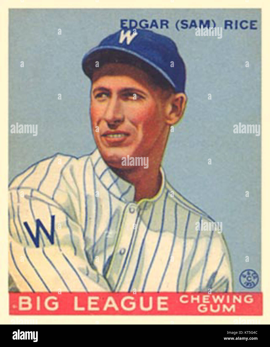 A vintage card featuring Sam Rice, a notable baseball player, likely ...