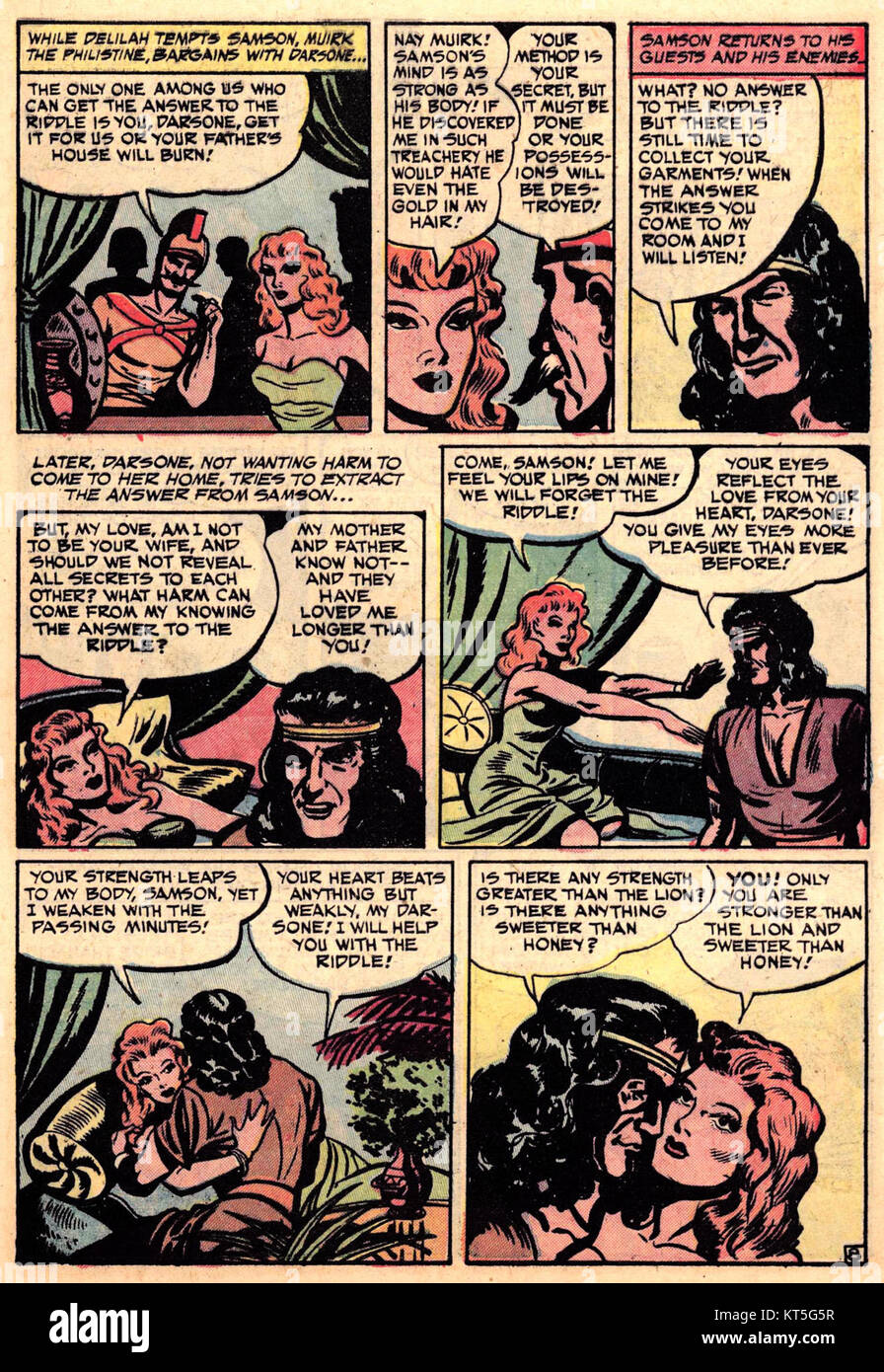 A scene from the biblical story of Samson and Delilah, possibly from a ...