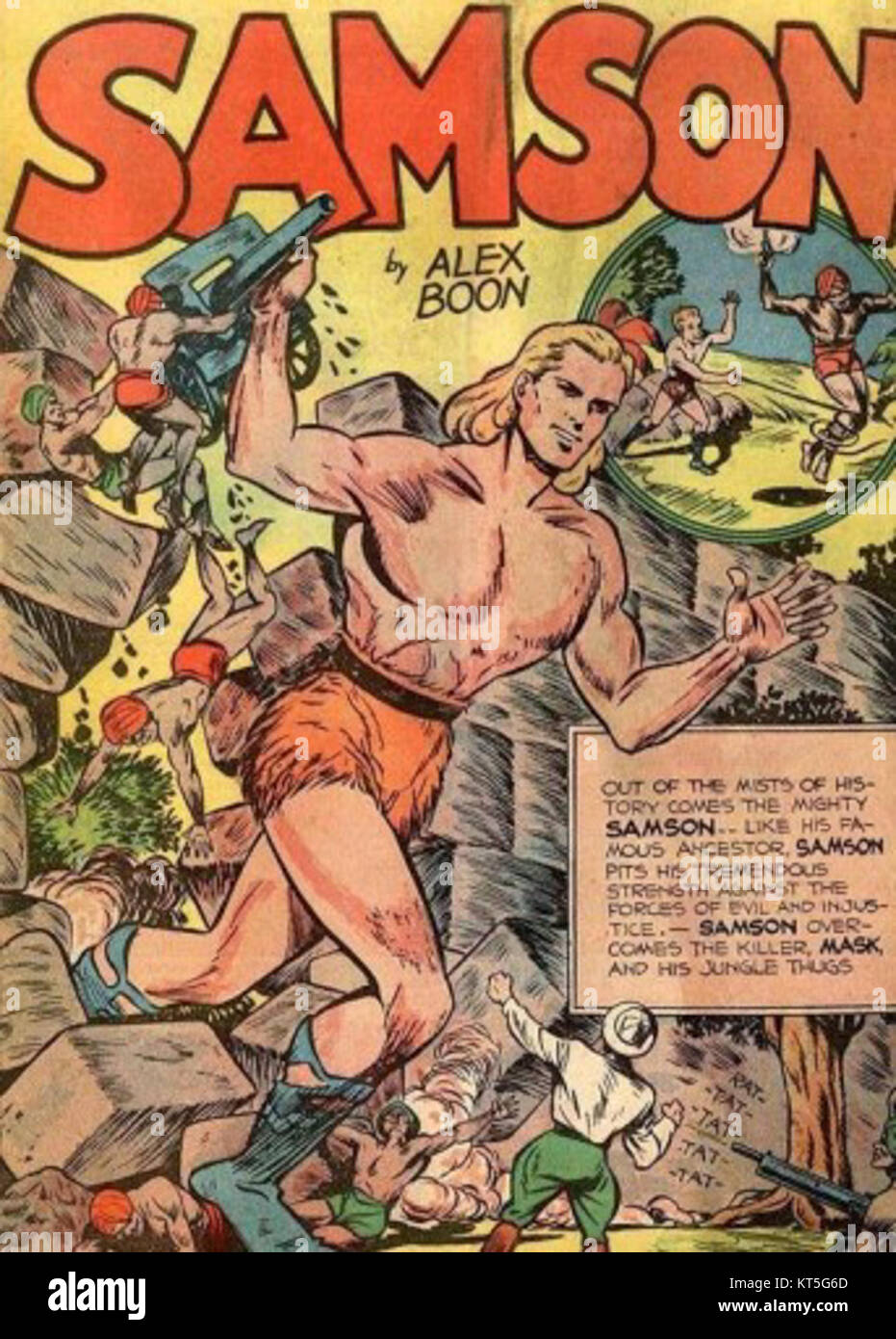 This comic page features Samson, a character often depicted as a strong ...