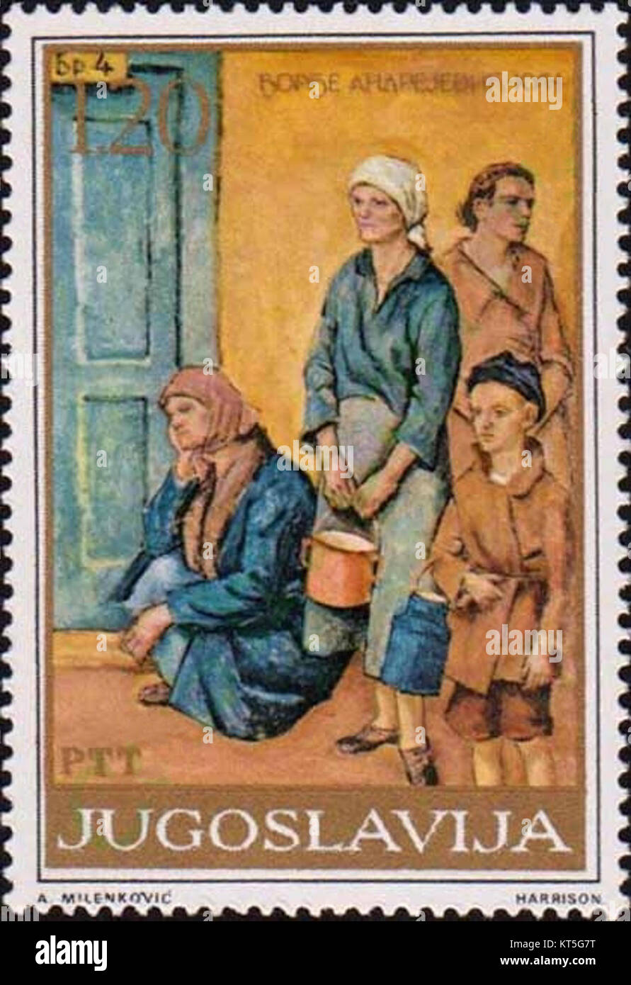 This is a stamp from Yugoslavia issued in 1975, featuring artwork by ...